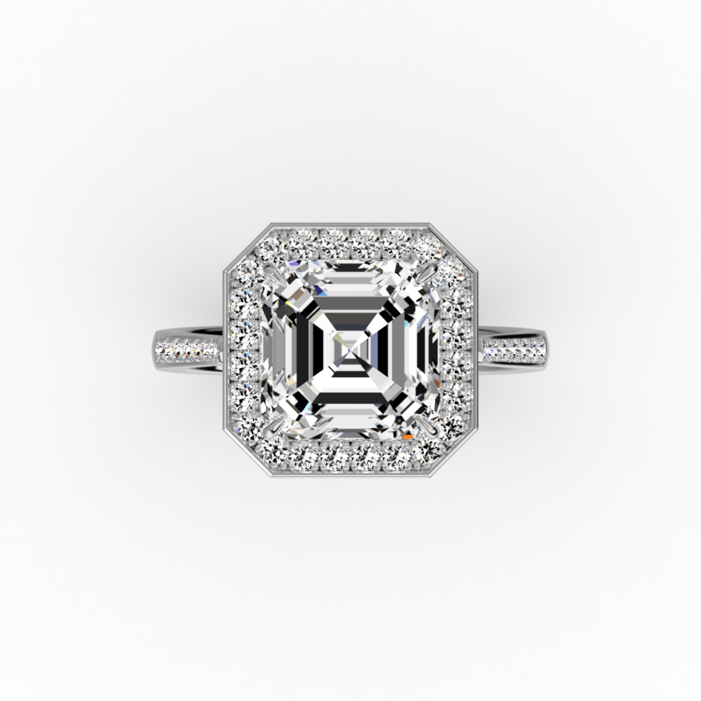 Square Octagon Cut Diamond Halo Ring - Platandia